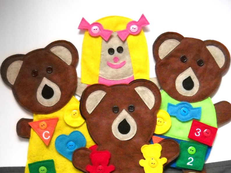 Goldilocks & 3 Bears: How to Button Match Colors Quiet Travel Toy Fine ...