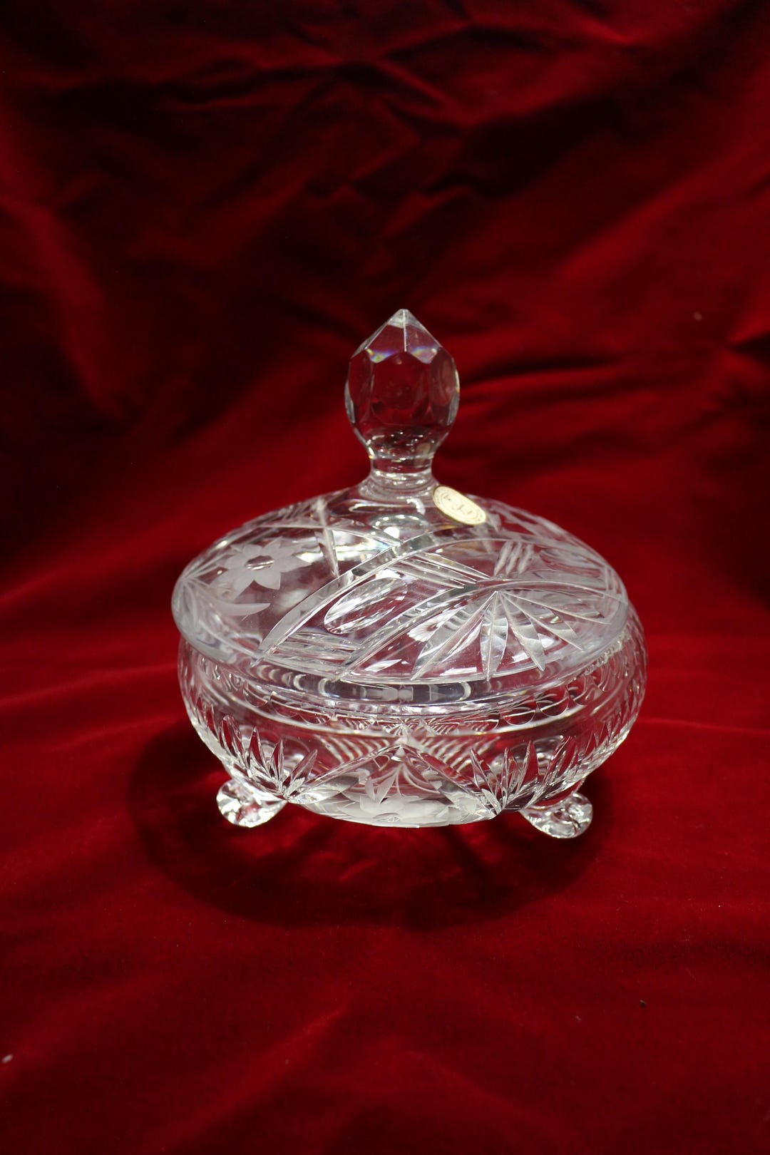 Vintage Poland Lead Crystal Glass Dish W/lid - Etsy