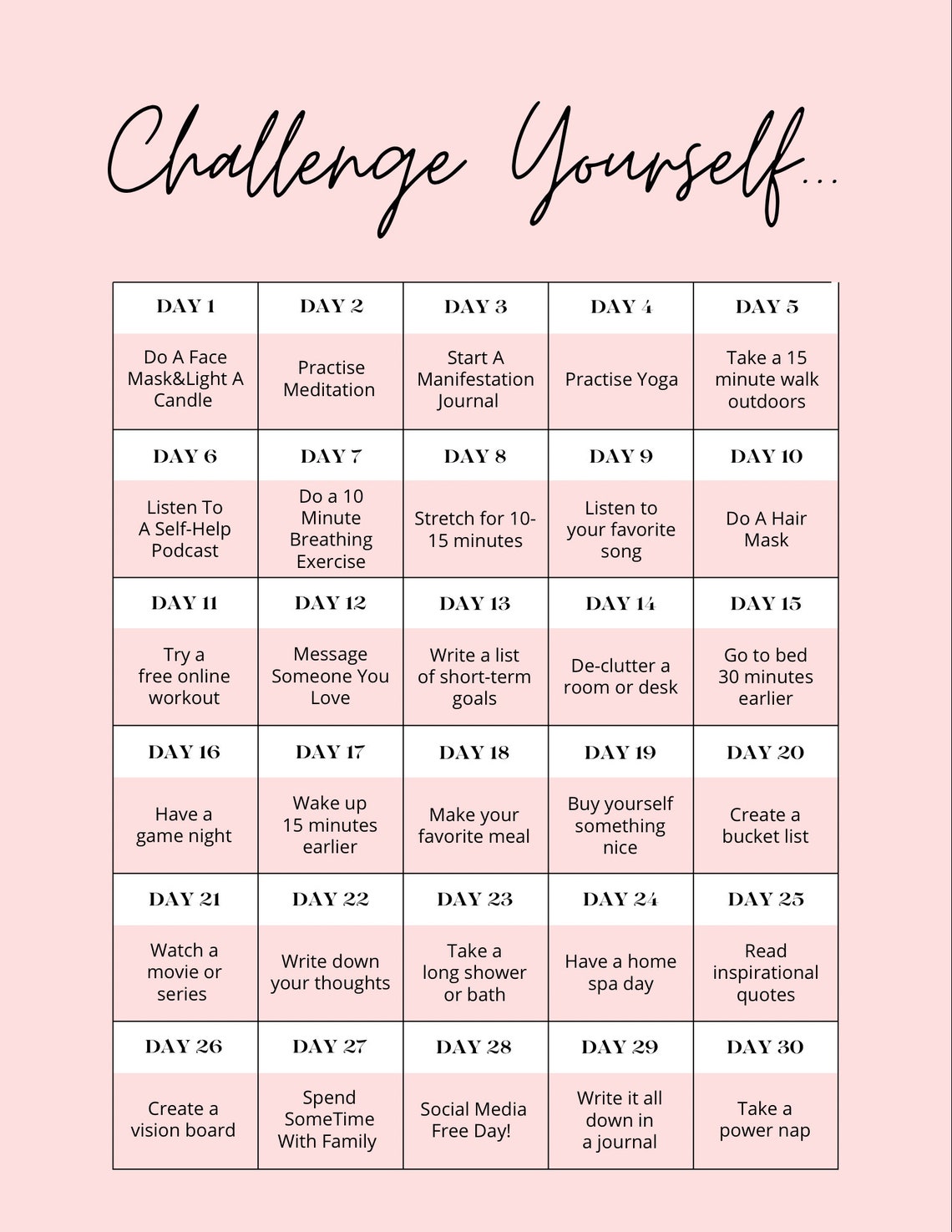 30 DAY MINDFULNESS Printable JOURNAL, Instant Download, Wellness ...