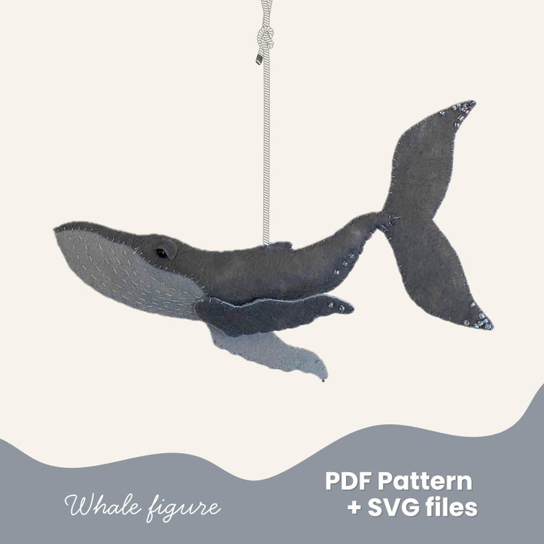 Felt Whale Pattern PDF & SVG – DIY Baby Mobile Ornament Craft Tutorial ...