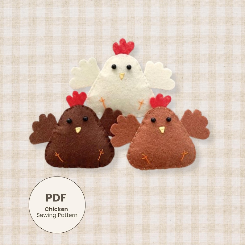 Felt Chicken Sewing Pattern PDF & SVG – DIY Mobile, Ornament and Farm ...