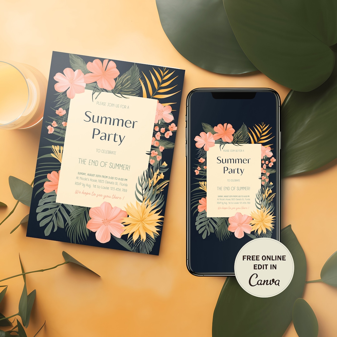 End of Summer Party Invitation Template Digital Download Printable and ...