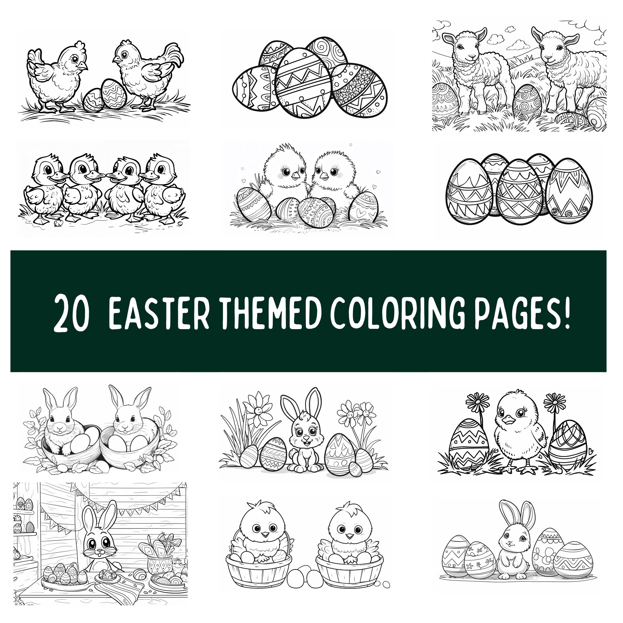 20 Printable Coloring Pages for Kids, Easter Themed Coloring Pages ...