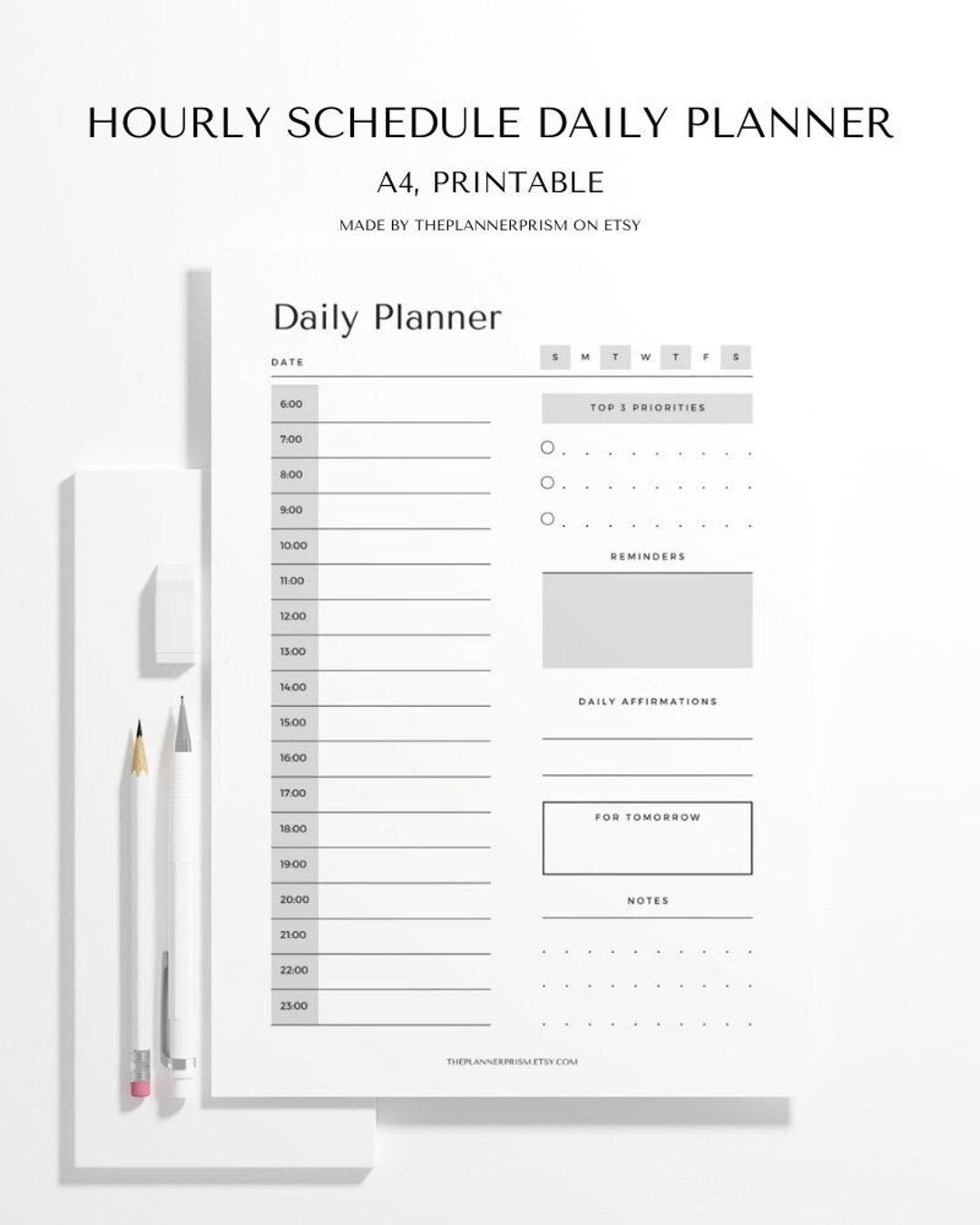 Simple Hourly Scheduling Printable Planner - Stay Organized in Style - Etsy