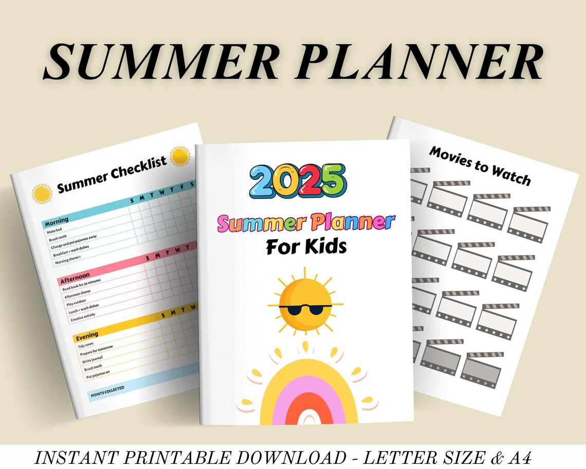 2024 Printable Kids Summer Planner, Print Summer Planner, Summer Kids ...
