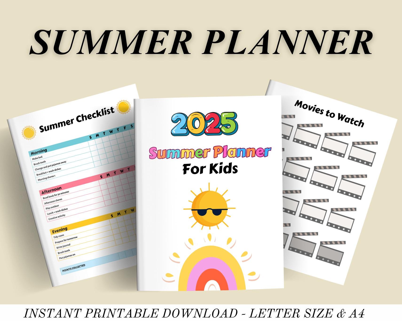 2024 Printable Kids Summer Planner, Print Summer Planner, Summer Kids ...