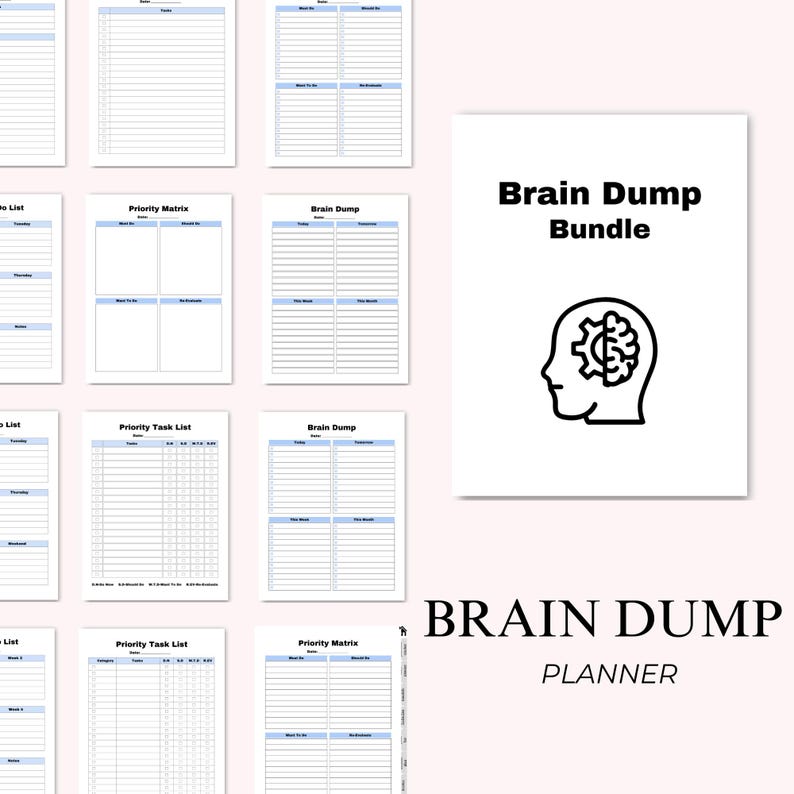 Printable Brain Dump Templates, Printable Guided Planning Worksheets ...