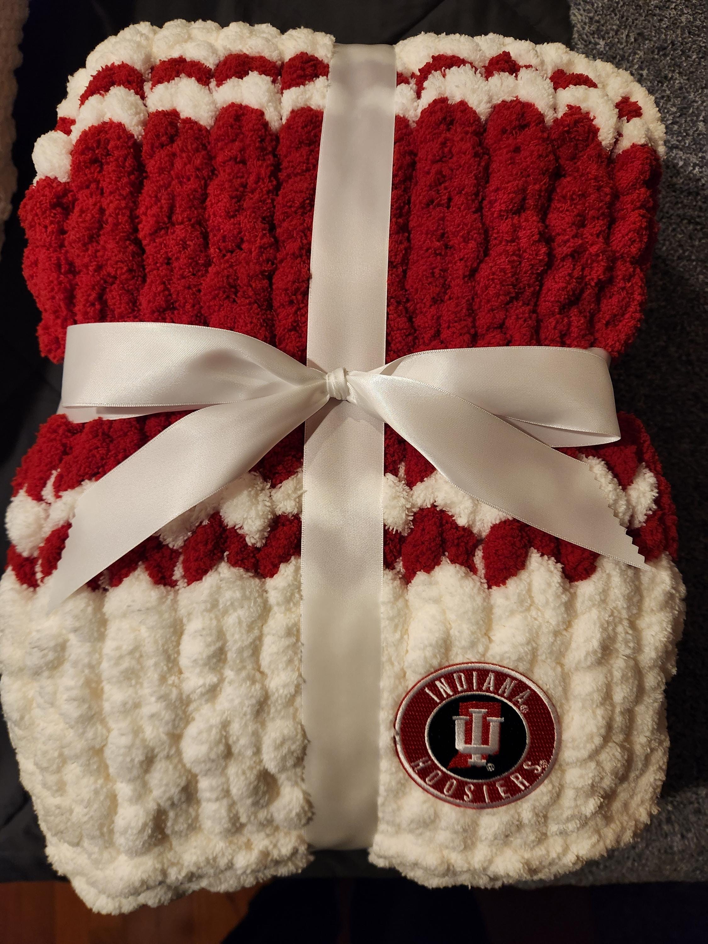 Custom Team Chunky Knit Throw Blanket - Handmade - Indiana University ...