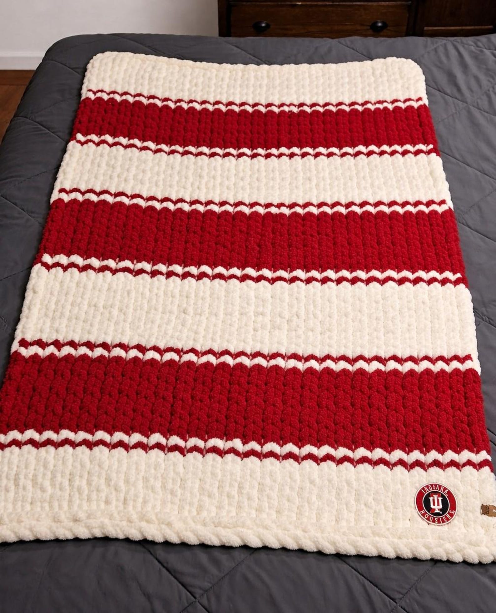 Custom Team Chunky Knit Throw Blanket - Handmade - Indiana University ...