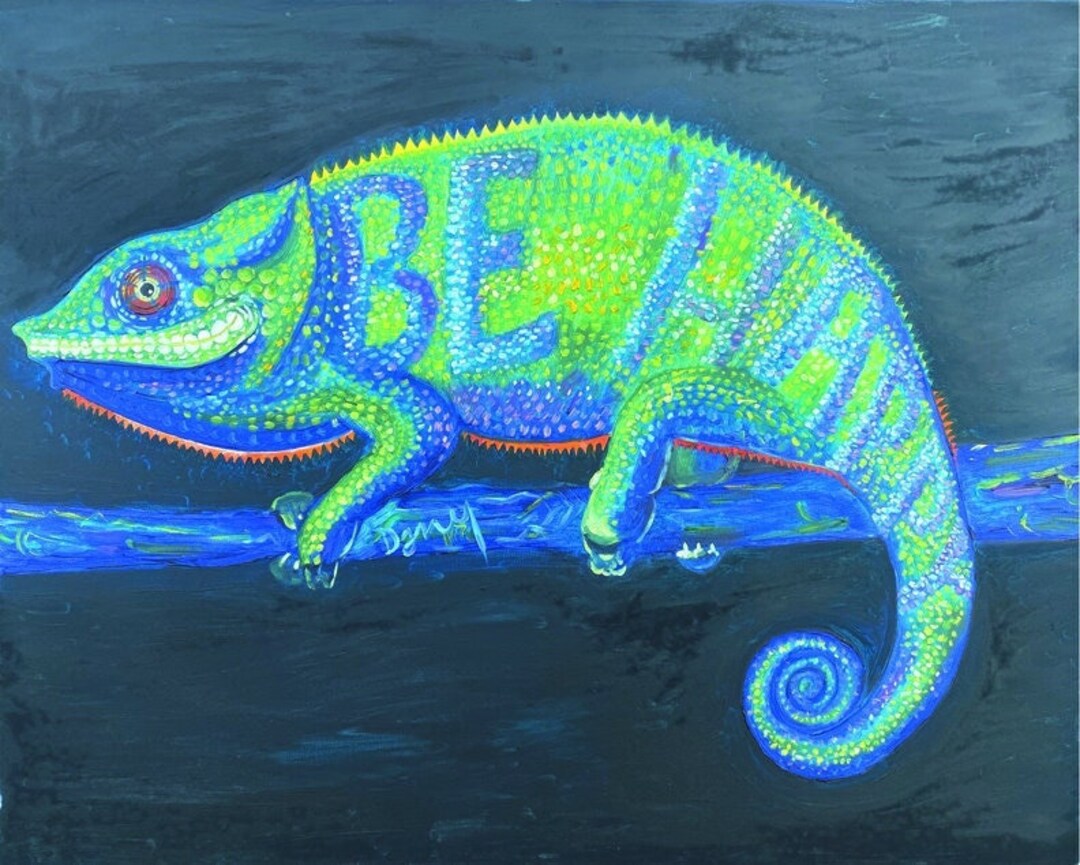 Chameleon, Oil Painting on Canvas - Etsy