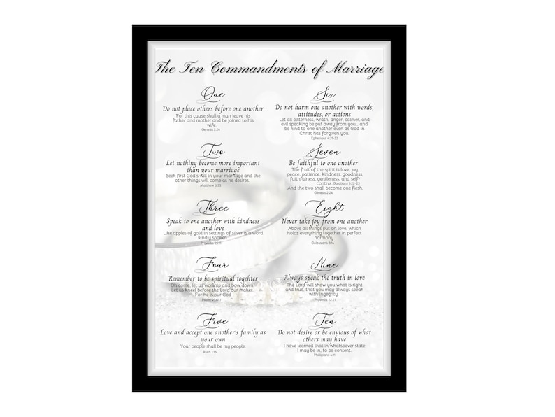 Ten Commandments of Marriage Poster Set, Wedding Gift (digital Download ...