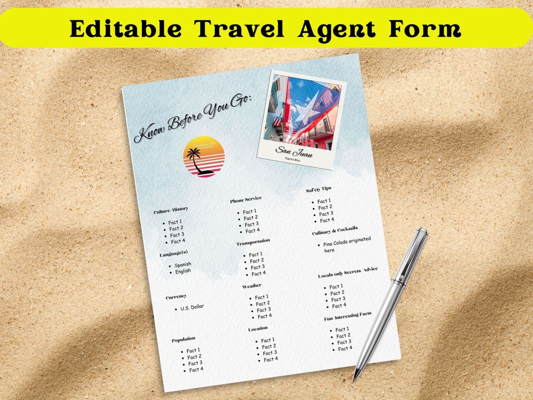 Travel Agent Form, Travel Agent Template, Know Before You Go ...