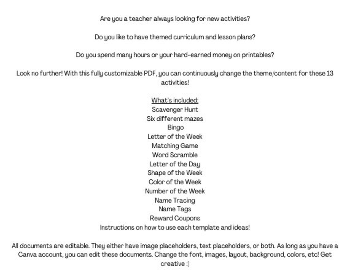 Editable Teacher Templates, Lesson Plans, Curriculum, Printables - Etsy