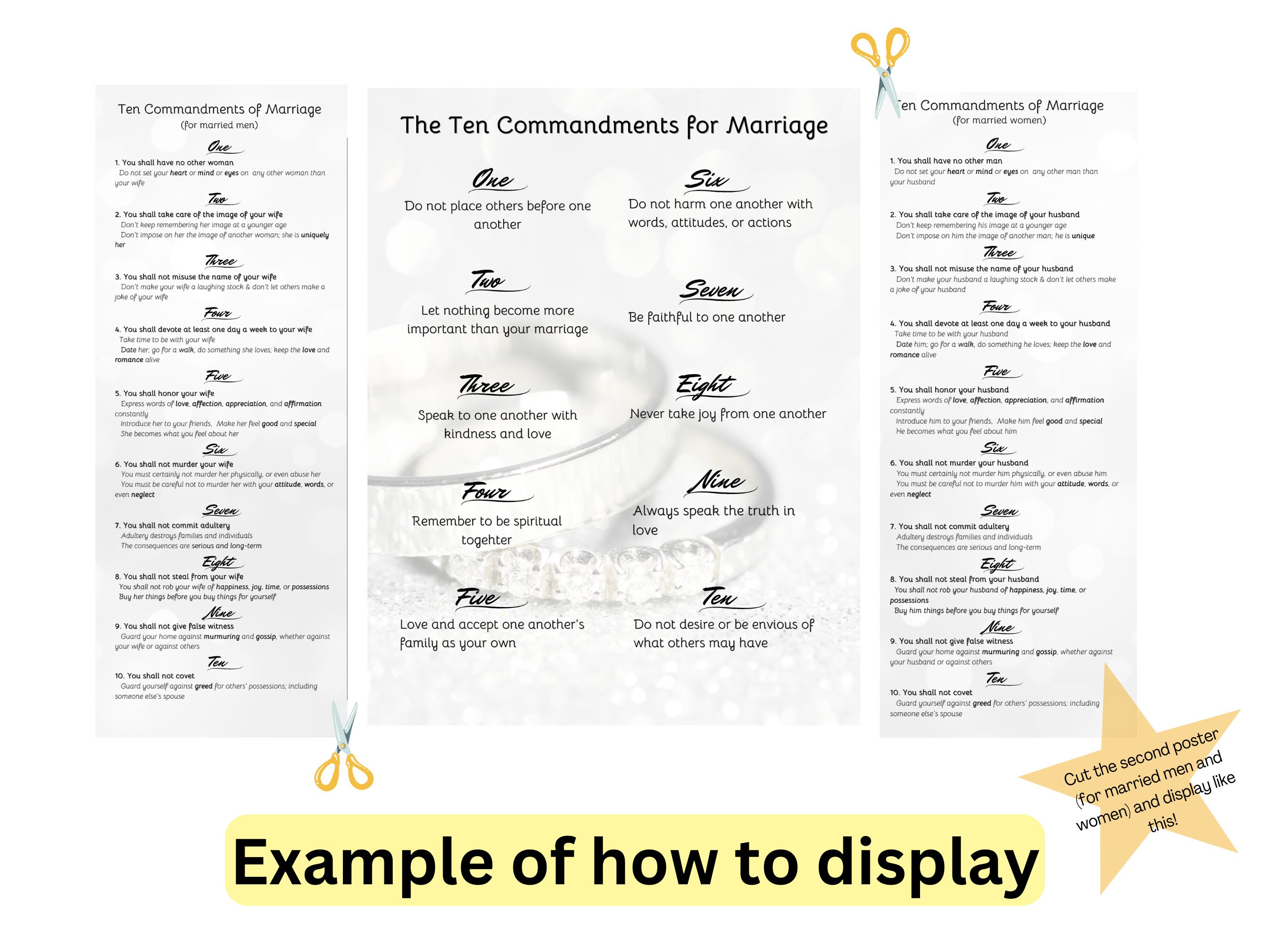 The Ten Commandments of Marriage, Wedding Poster, Marriage Poster ...