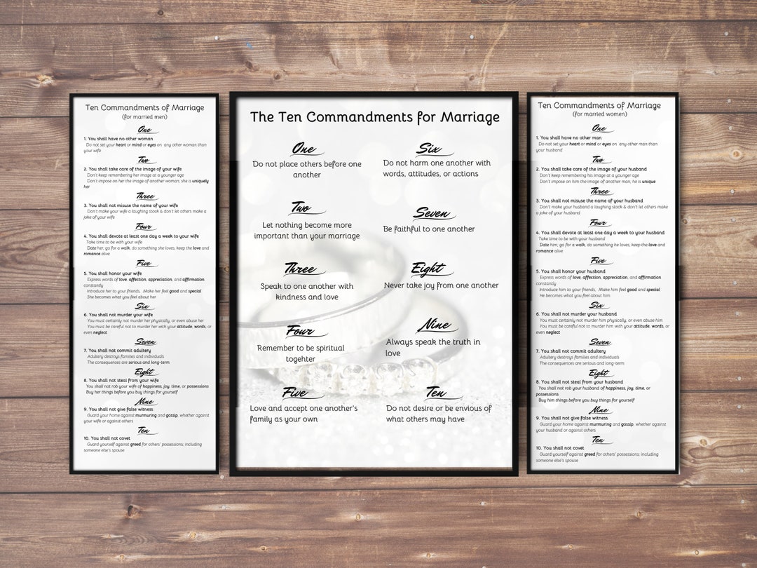 The Ten Commandments of Marriage, Wedding Poster, Marriage Poster ...