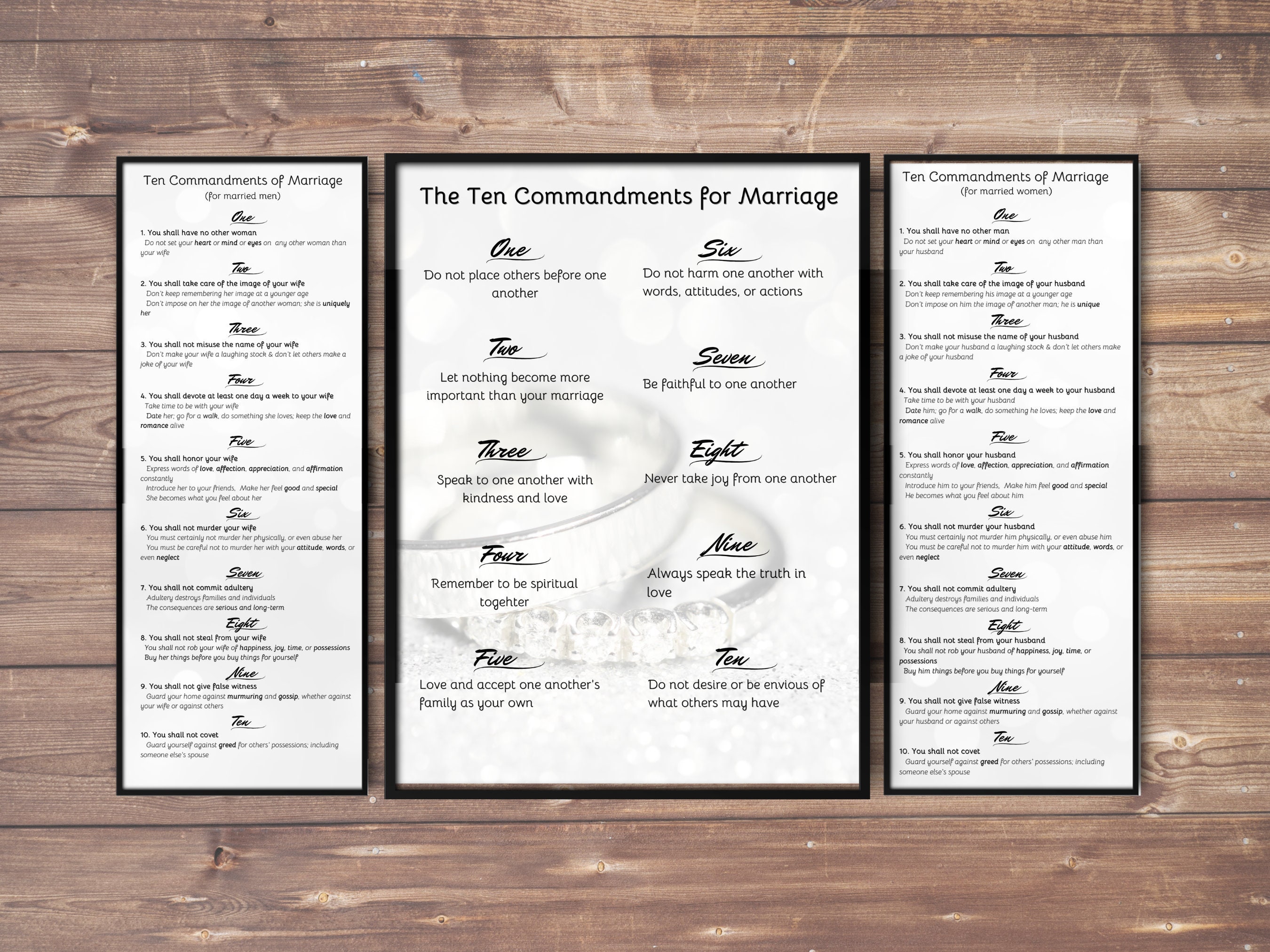 The Ten Commandments of Marriage, Wedding Poster, Marriage Poster ...