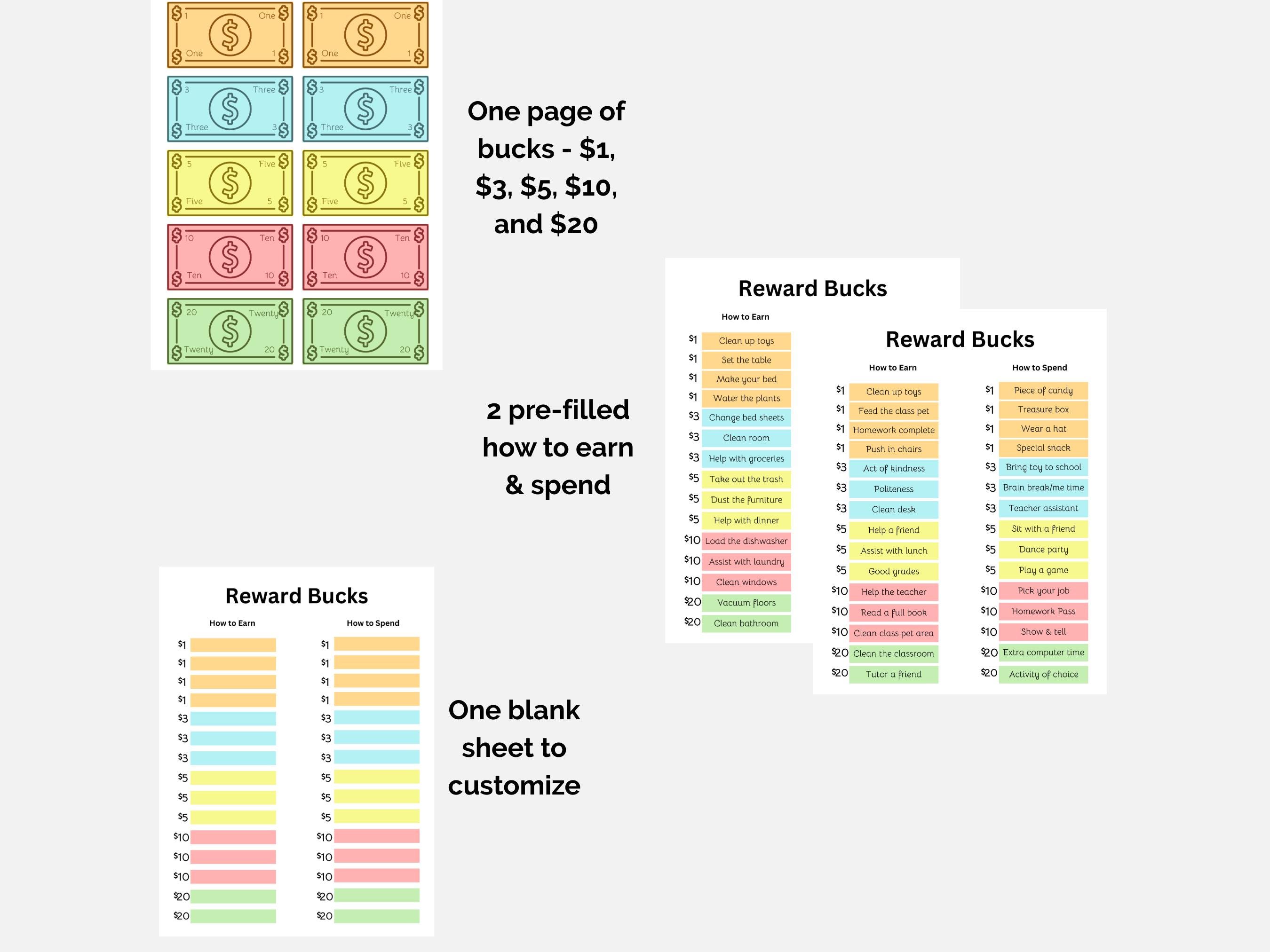 Editable Kids Reward Bucks, Customizable, Teacher Resources, Classroom ...