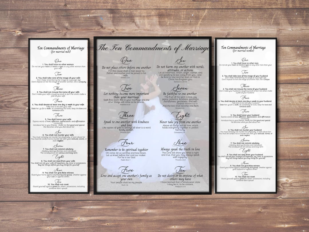 Custom Ten Commandments of Marriage Poster, Wedding Gift (digital ...
