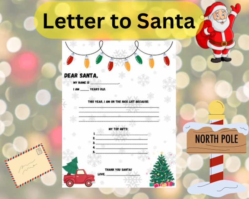Kid's Letter to Santa, Letter Template, Letter to Santa, Teacher ...