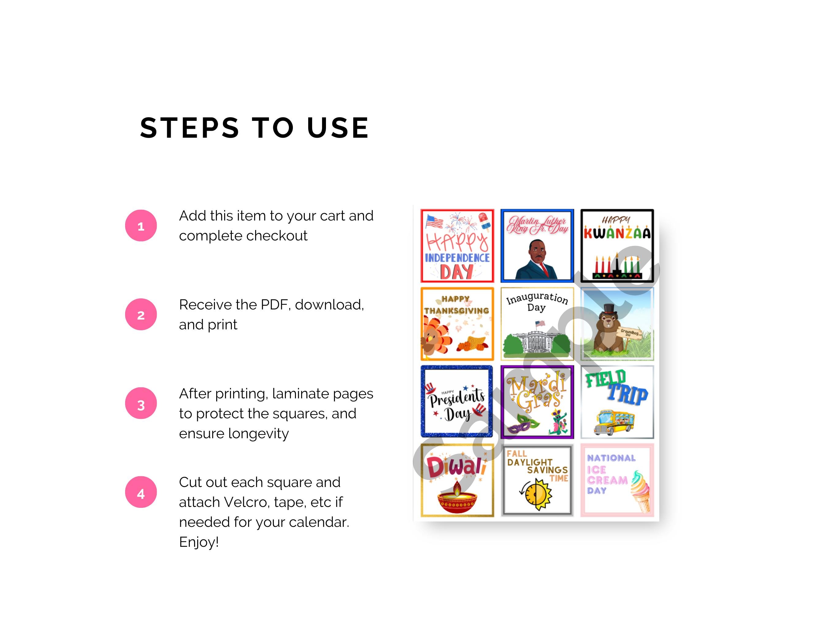 Classroom Calendar Cards, Calendar Holidays & Events, Pocket Chart ...