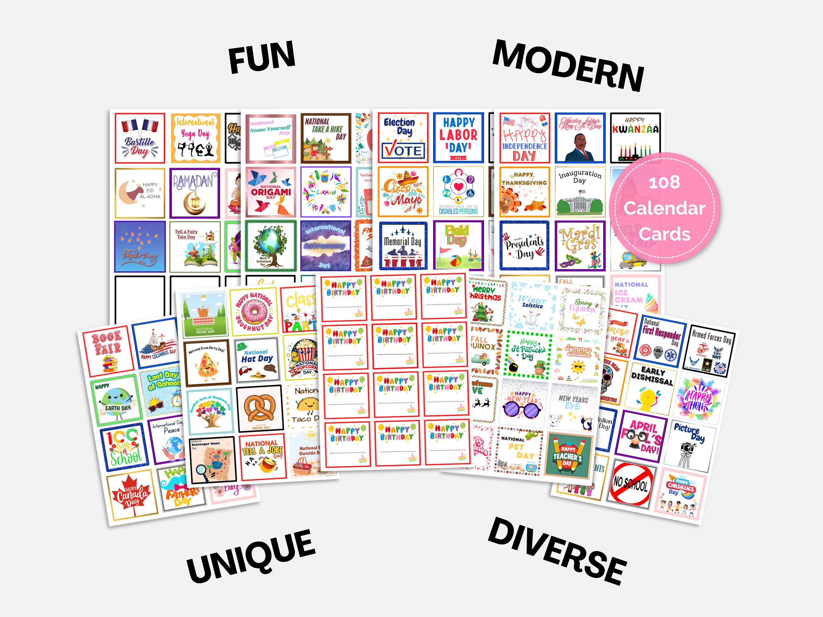 Classroom Calendar Cards, Calendar Holidays & Events, Pocket Chart ...