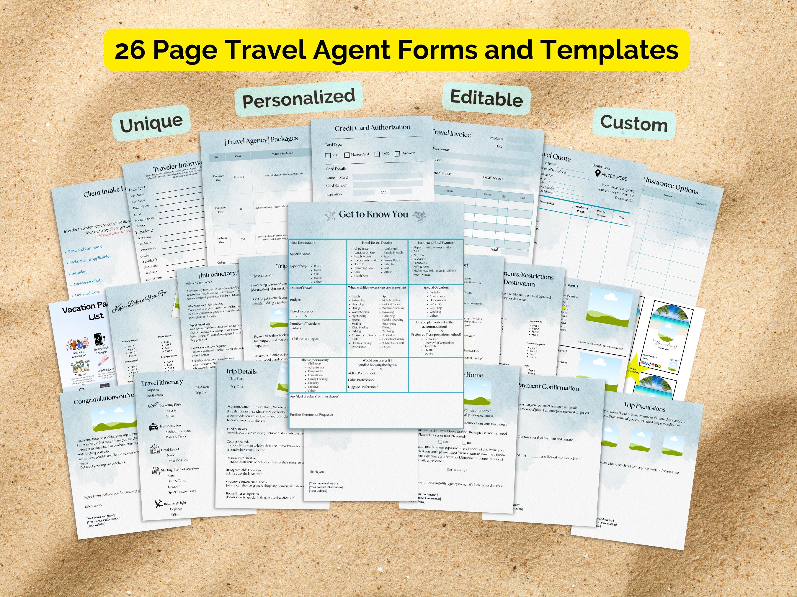 Travel Agent Forms Bundle, Travel Agent Templates, Travel Agent Emails ...
