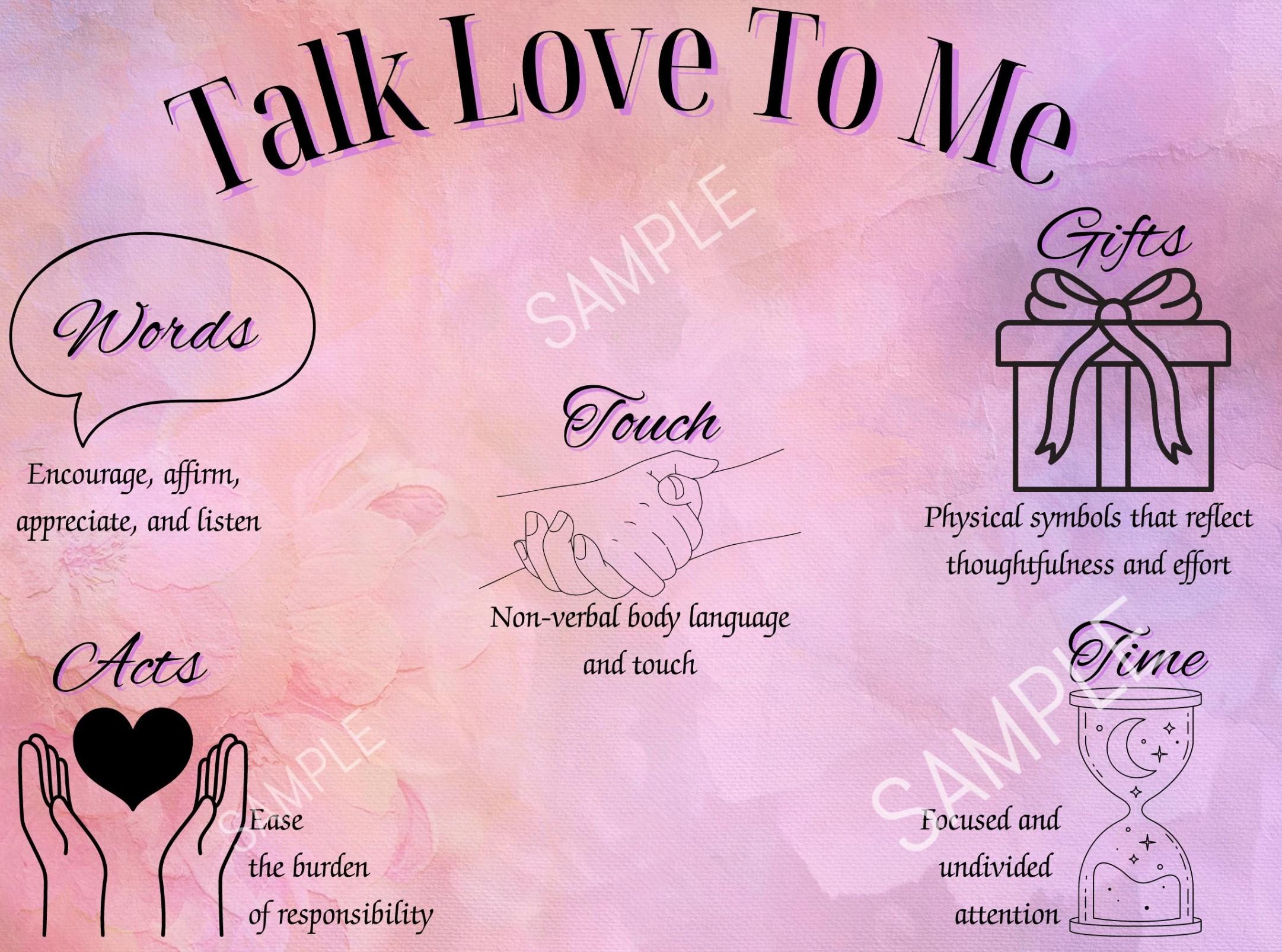 The 5 Love Languages Poster, Talk Love to Me, Love Languages, Five ...