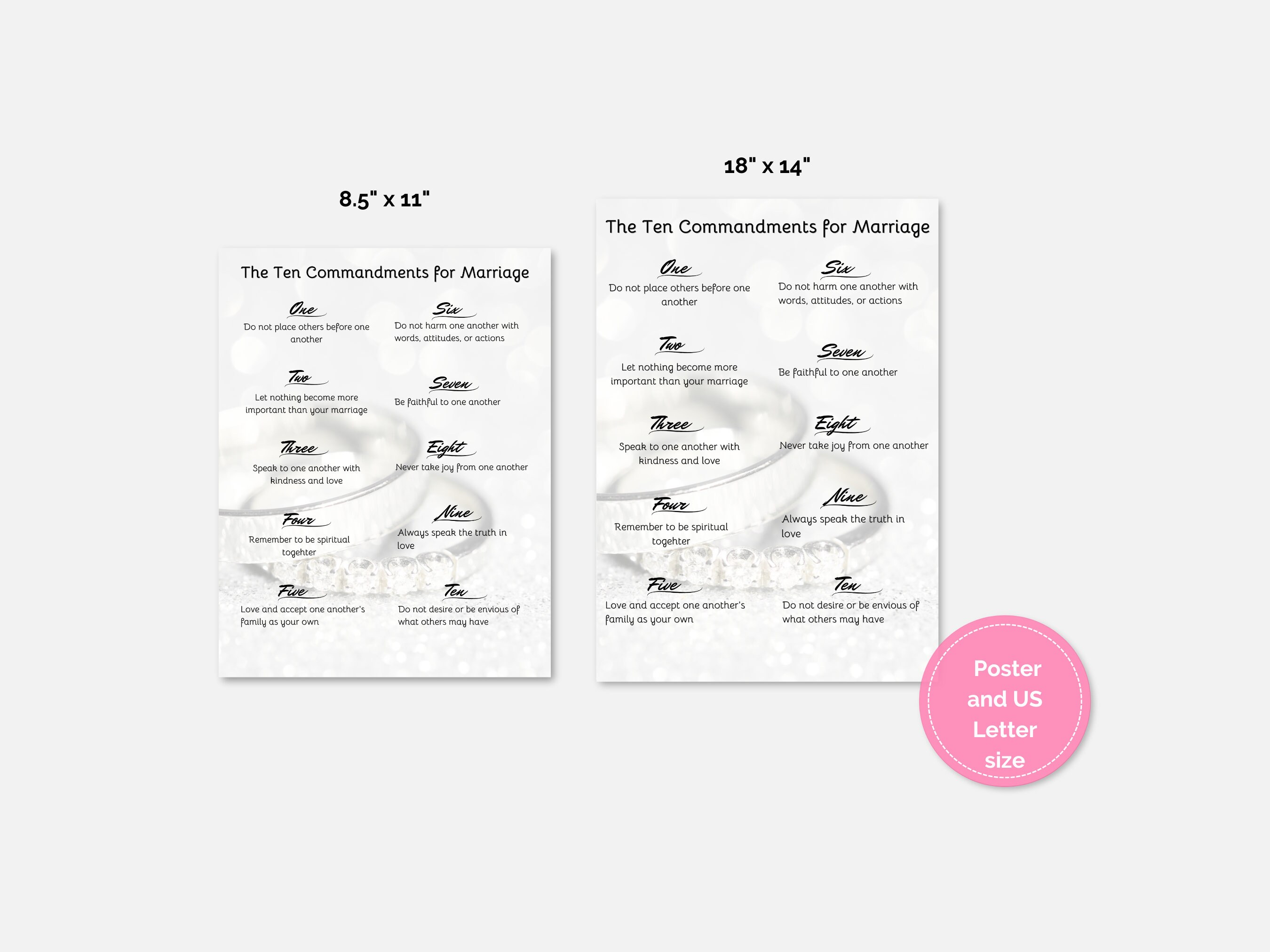 The Ten Commandments of Marriage, Wedding Poster, Marriage Poster ...