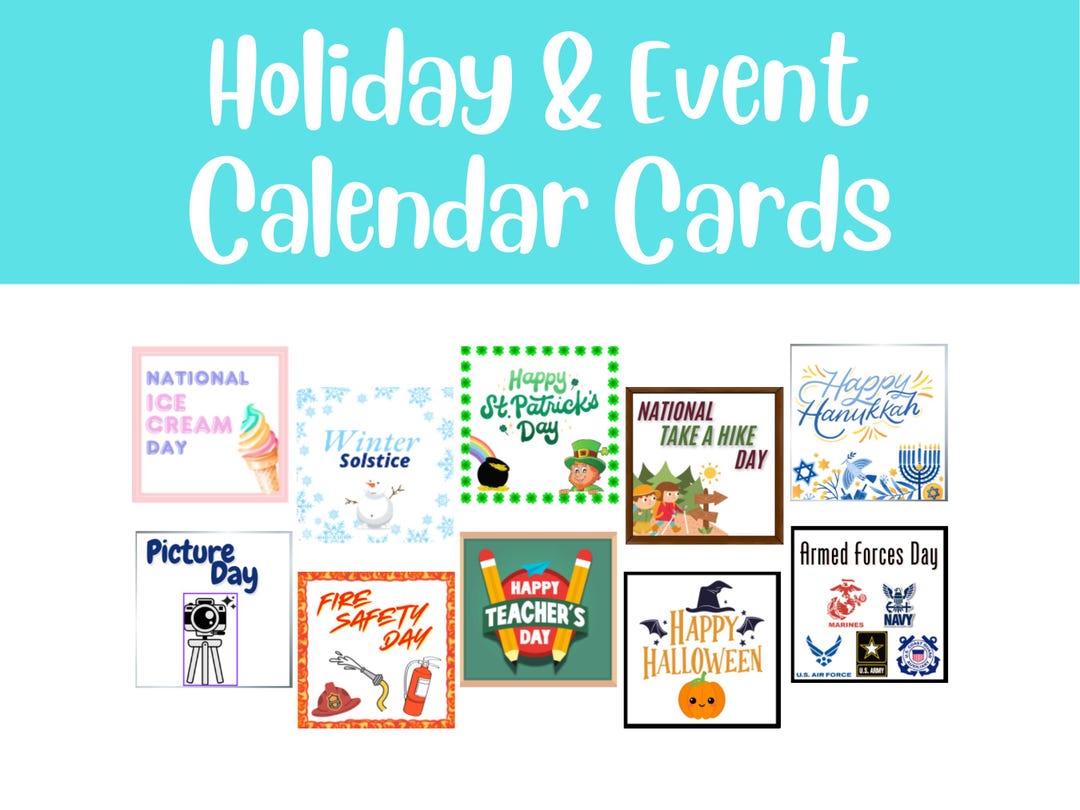Classroom Calendar Cards, Calendar Holidays & Events, Pocket Chart ...