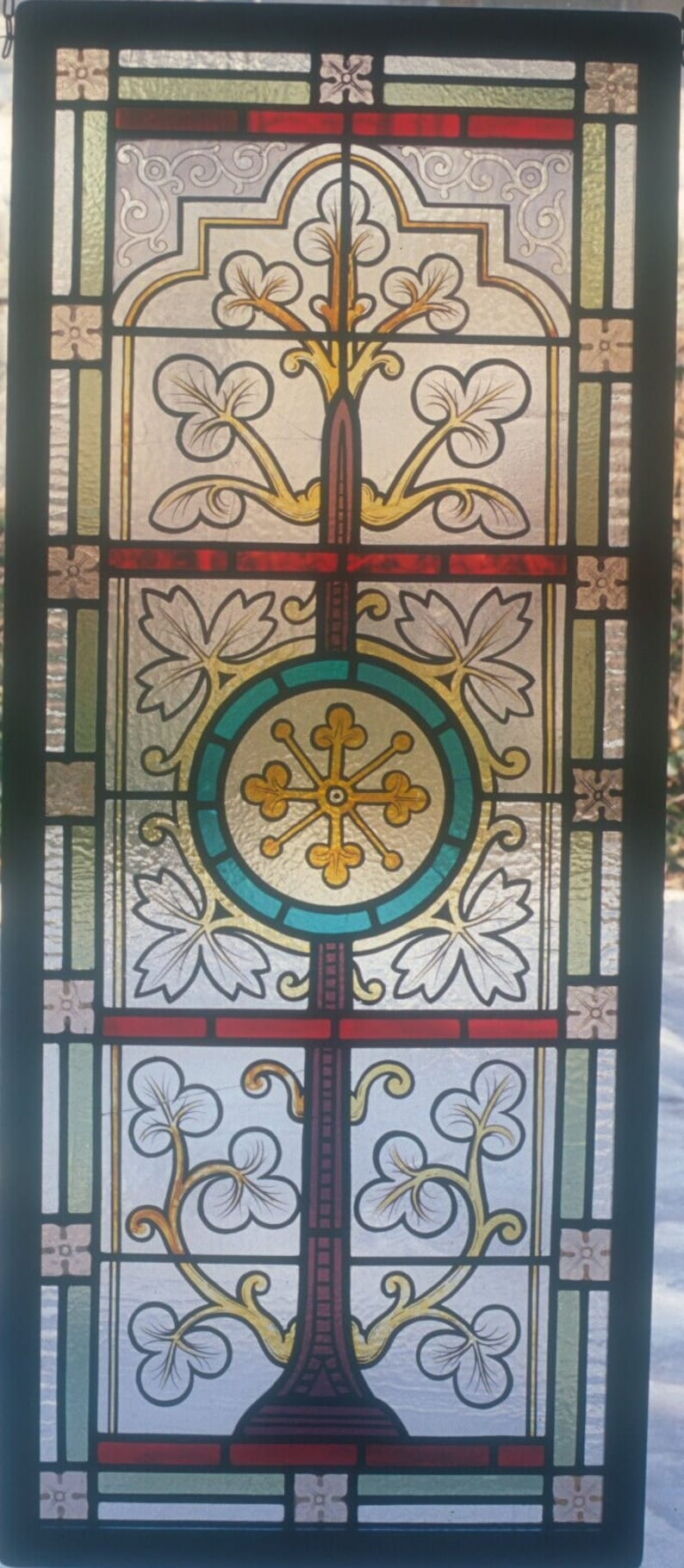 1890's English Victorian Ginkgo Tree Stained Glass Window - Etsy