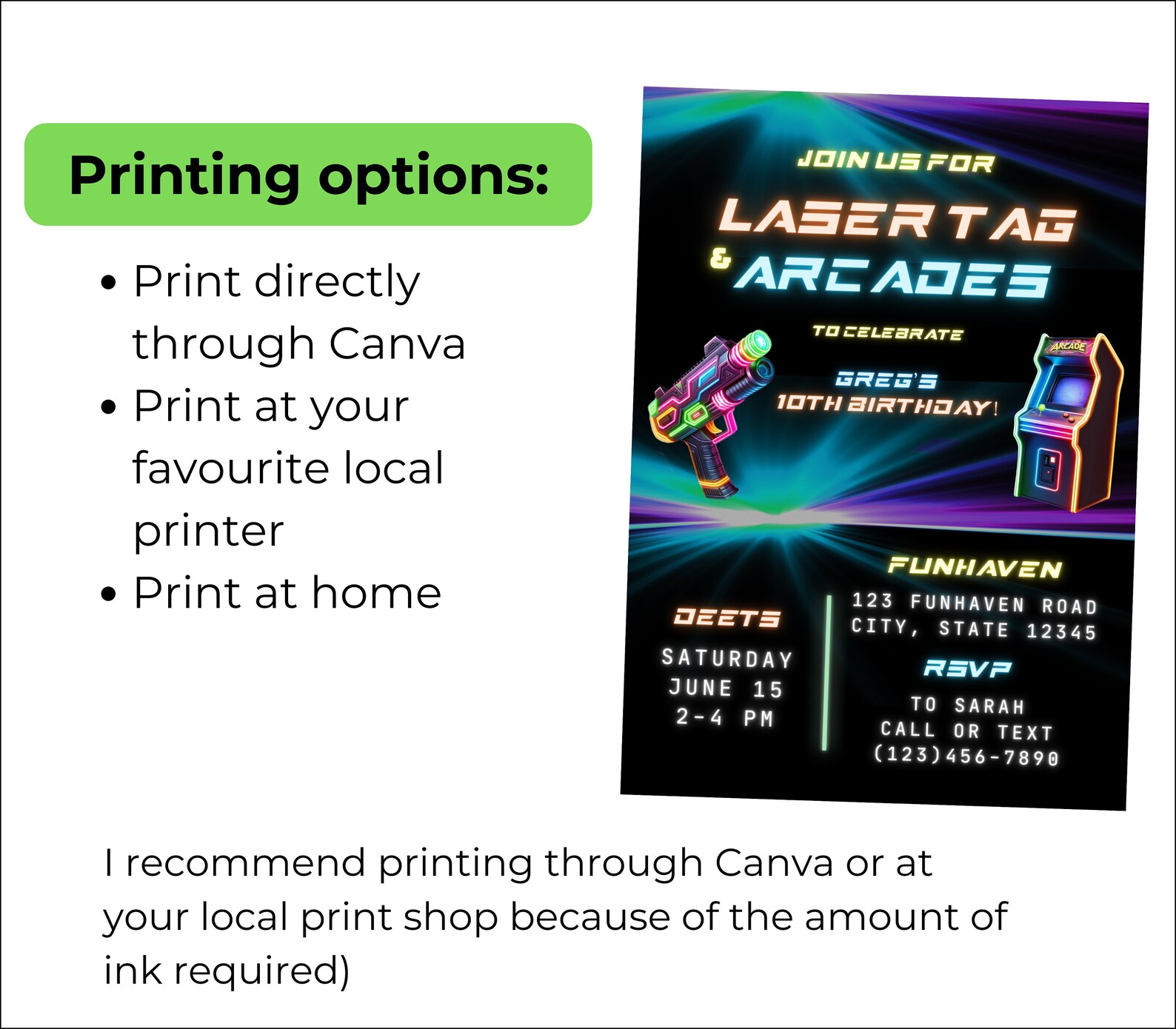Laser Tag and Arcade Invitation, Invitation Template, Laser Tag ...
