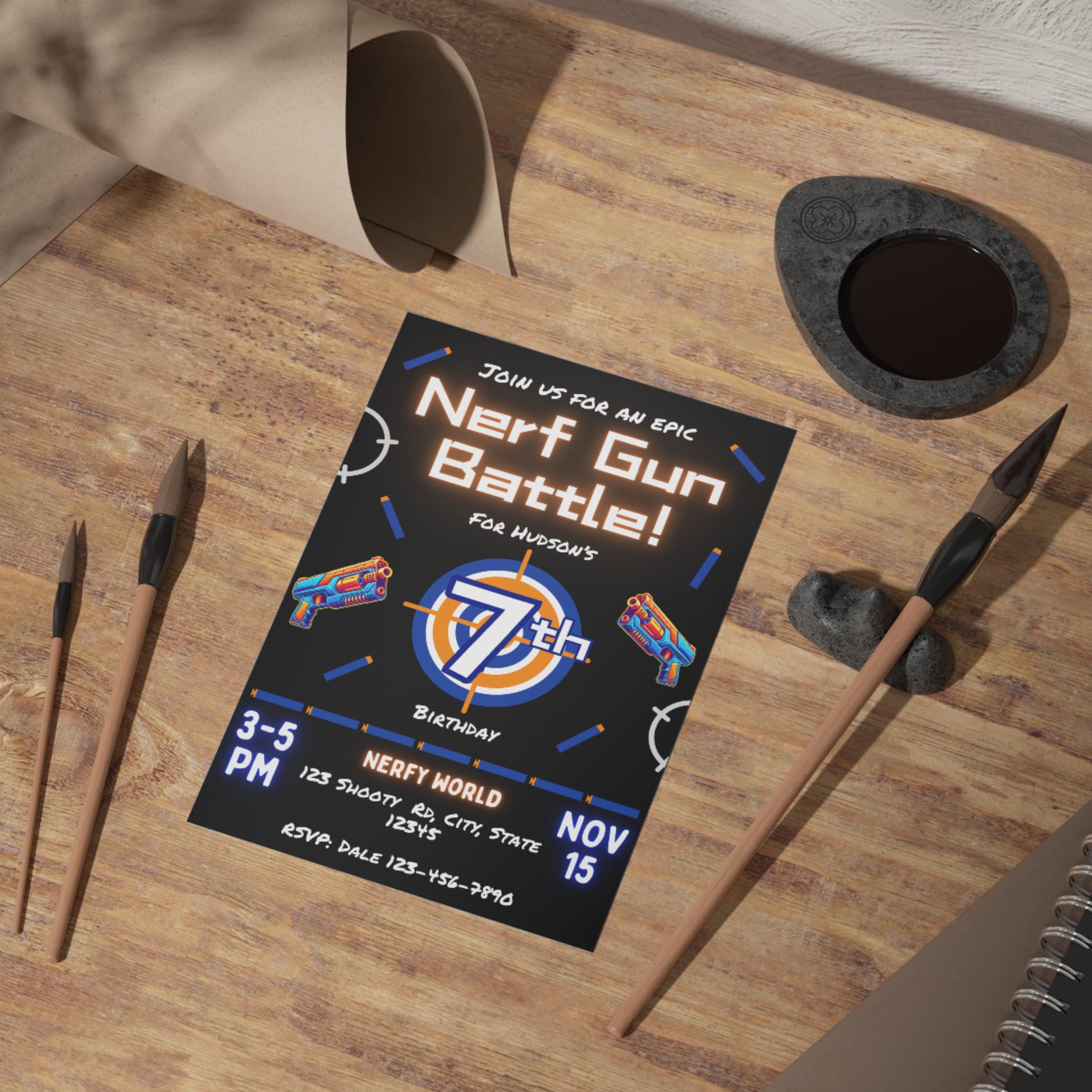 Nerf Gun Battle Birthday Invitation, Editable Template (digital) - Etsy