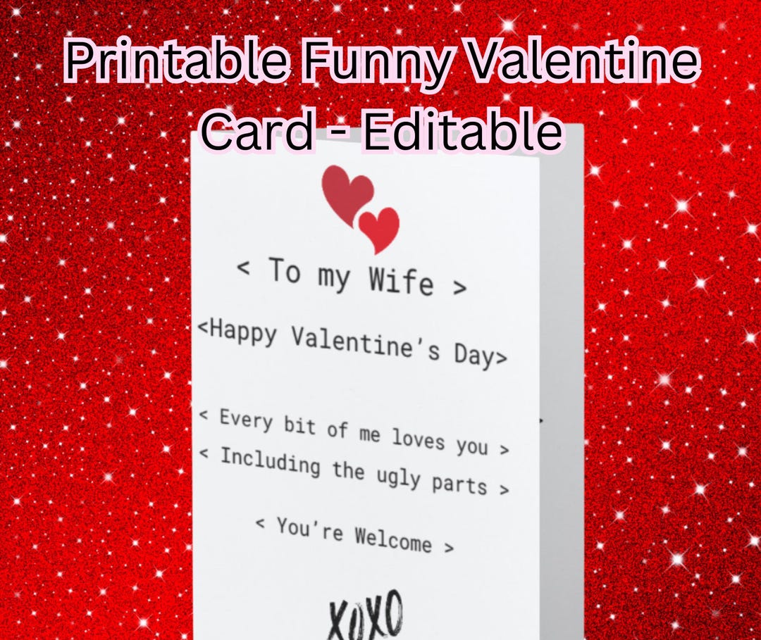 Valentines Day Card, for Wife, Gift for Wife, Printable, Editable ...