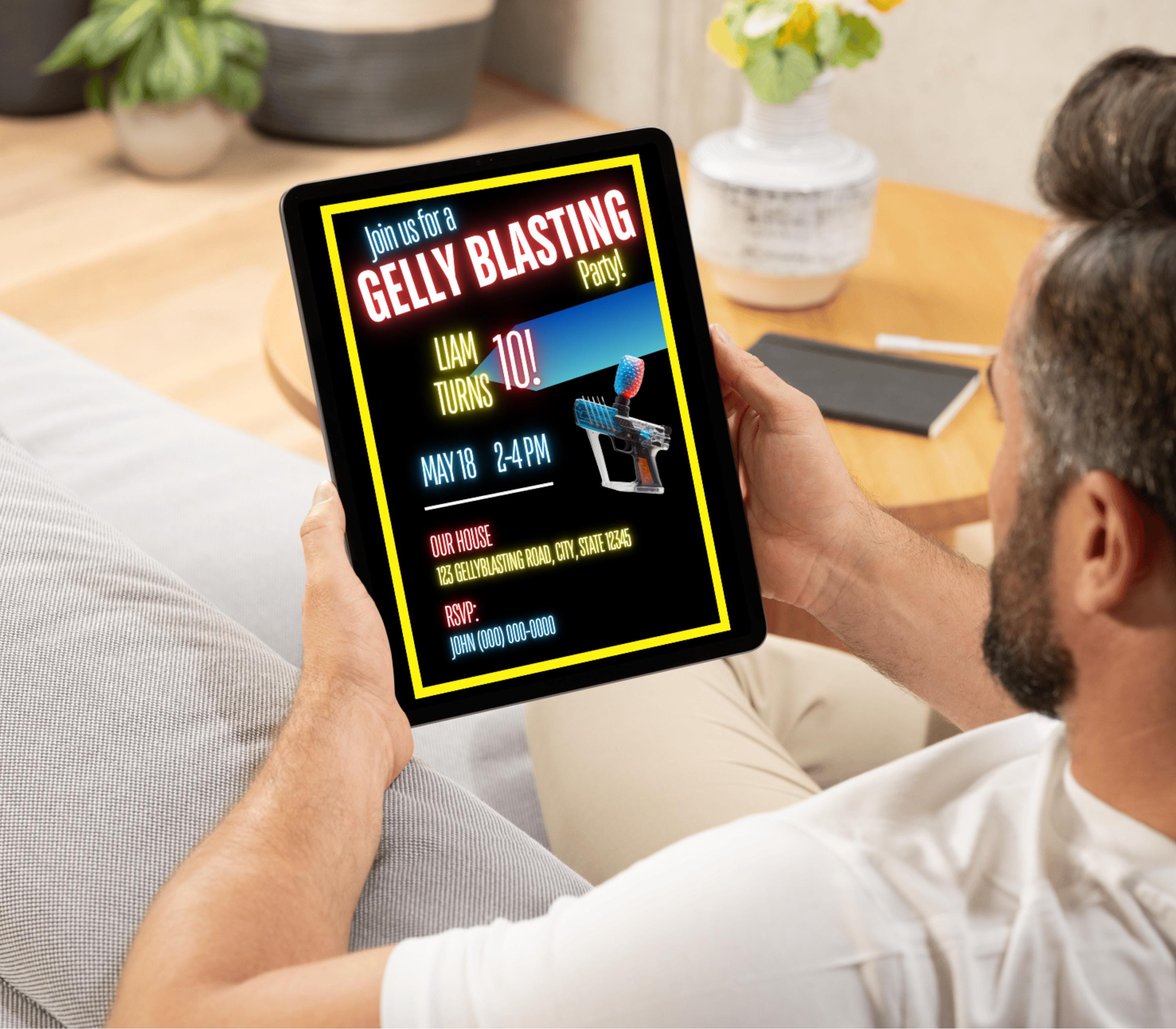 Gel Blaster Birthday Party Invitation Template, Editable, Printable ...