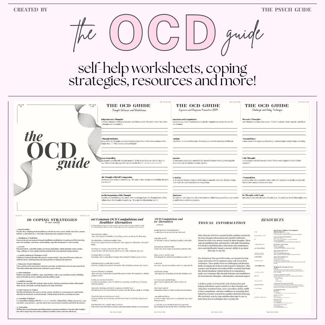 OCD Worksheet Bundle Guides, Cbt Ocd, Ocd Self Help, Ocd Digital Guide ...