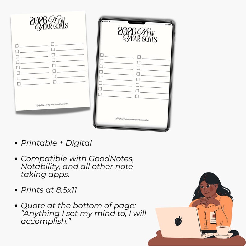 2026 Minimalistic Goal Planner - Minimal Design Digital + Printable ...