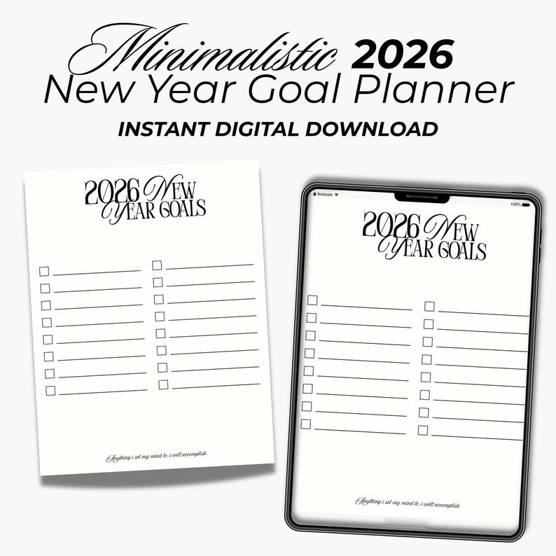 2026 Minimalistic Goal Planner - Minimal Design Digital + Printable ...