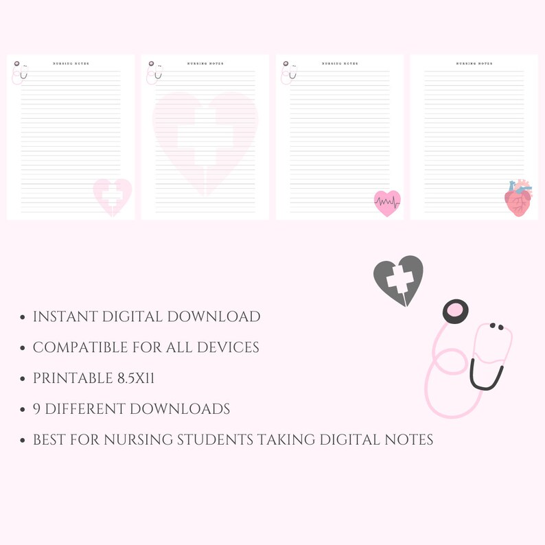 Digital Downloadable Nursing Notes - Notebook Pages - Nursing Notes ...