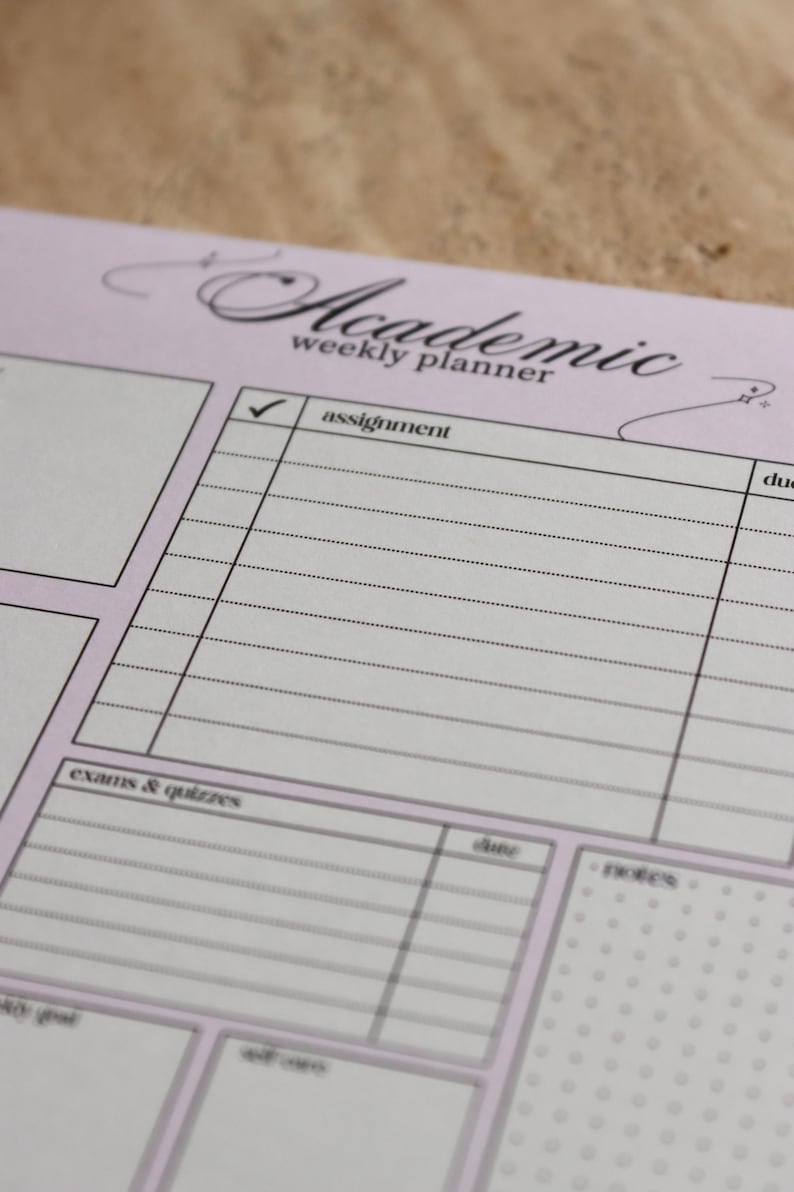 Academic Weekly Planner Notepad | Student Organizer, Assignment Tracker ...