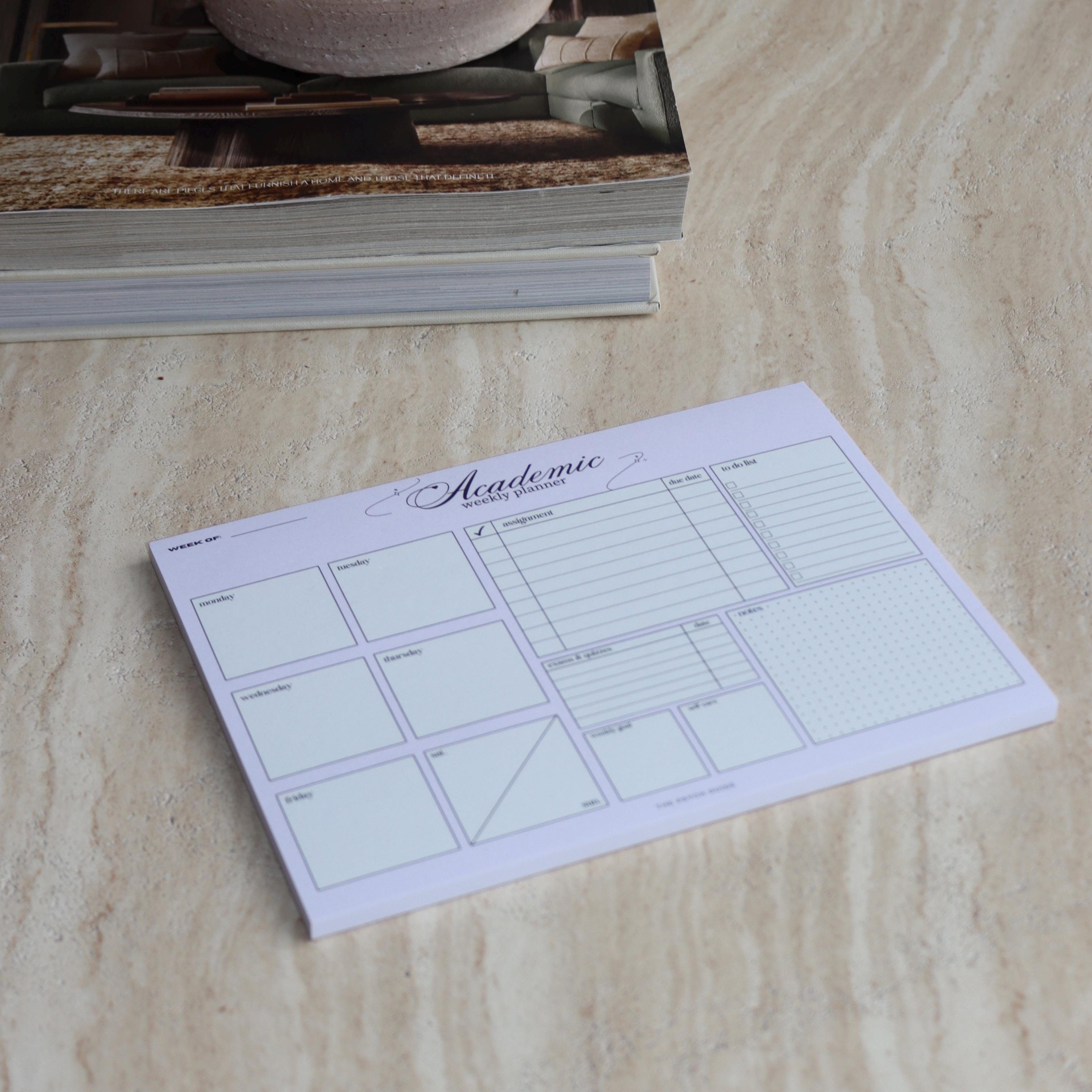 Academic Weekly Planner Notepad | Student Organizer, Assignment Tracker ...