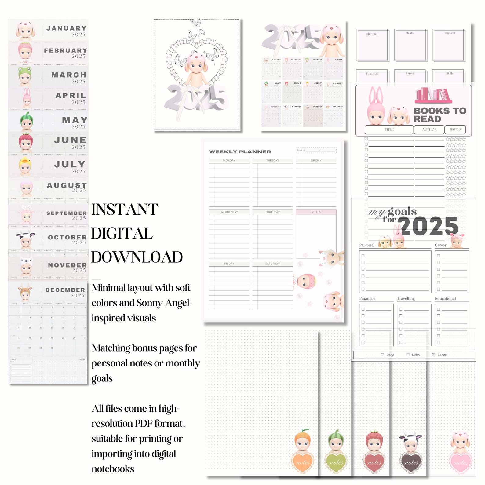 Sunny Angel Inspired Calendar, Digital Download Printable Calendar and ...