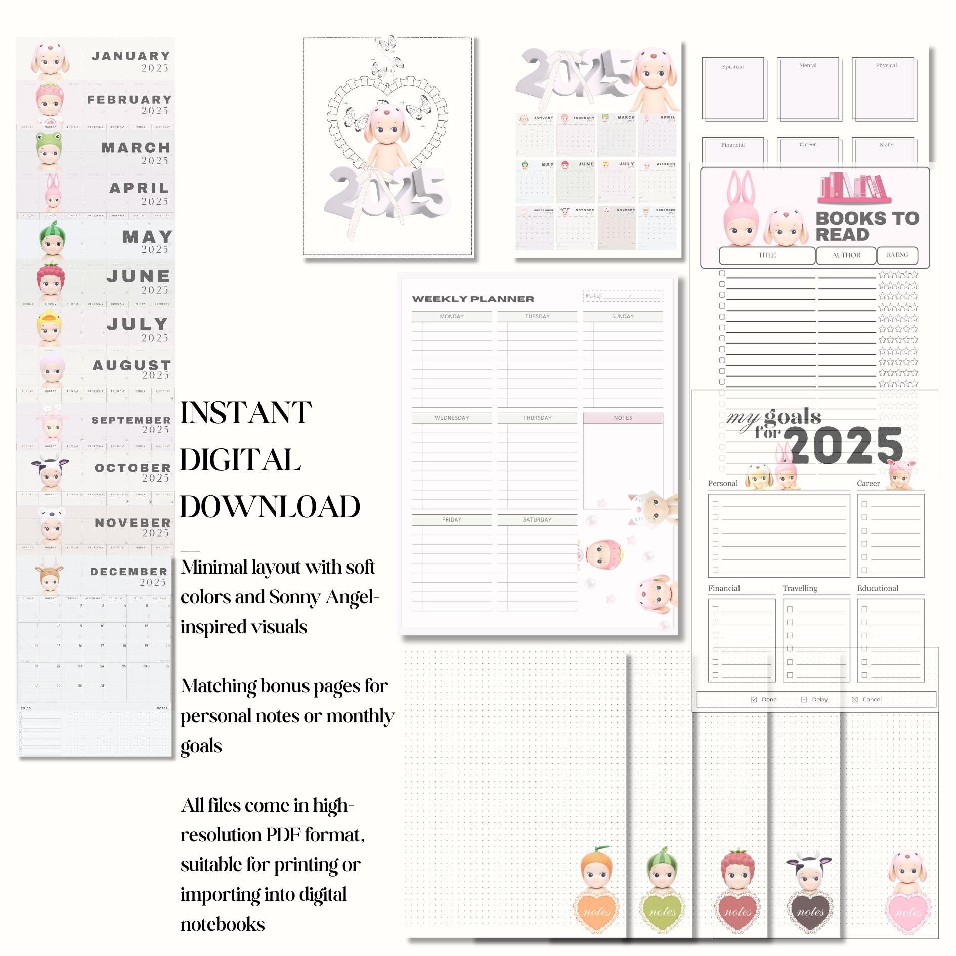 Sunny Angel Inspired Calendar, Digital Download Printable Calendar and ...