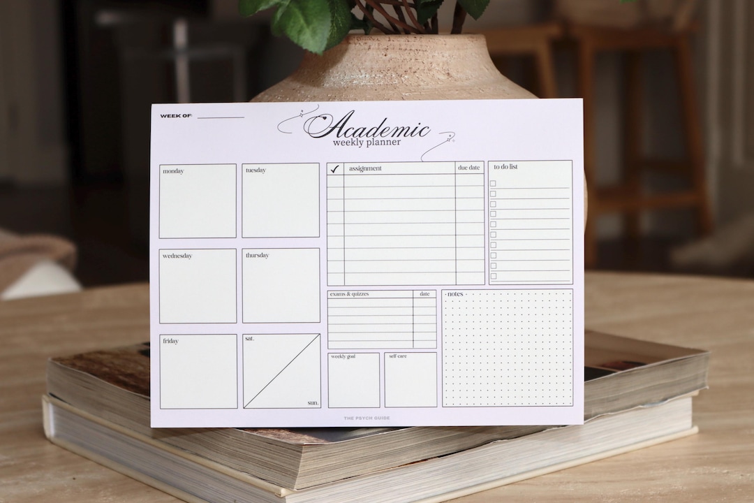 Academic Weekly Planner Notepad | Student Organizer, Assignment Tracker ...