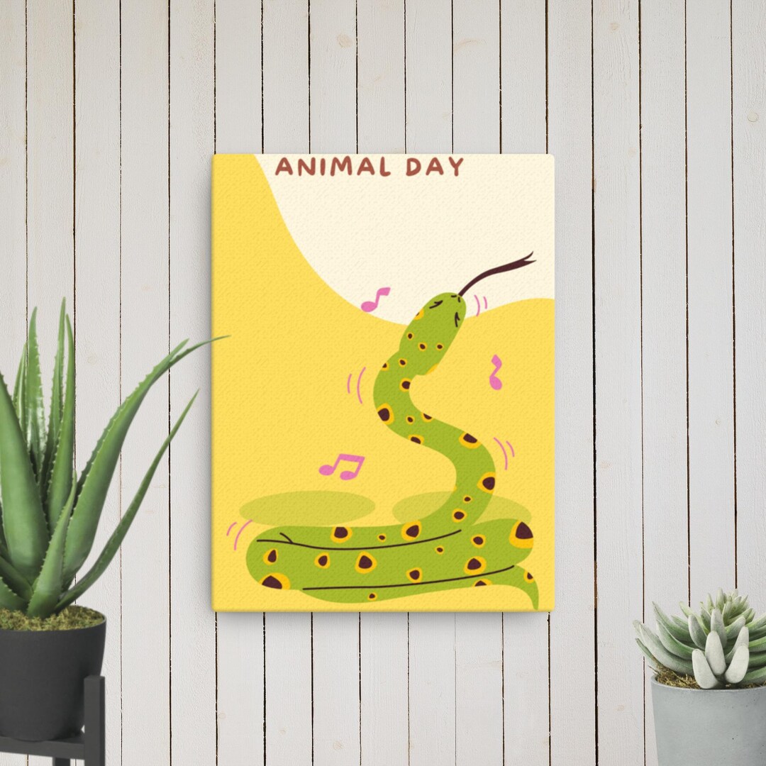 Snake Digital Print Wall Art for Farm, Green Snake Print Nursery, Wall ...