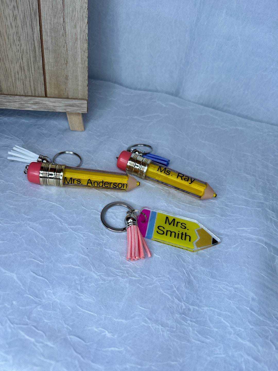 Personalized Flat Acrylic Pencil Keychains - Etsy