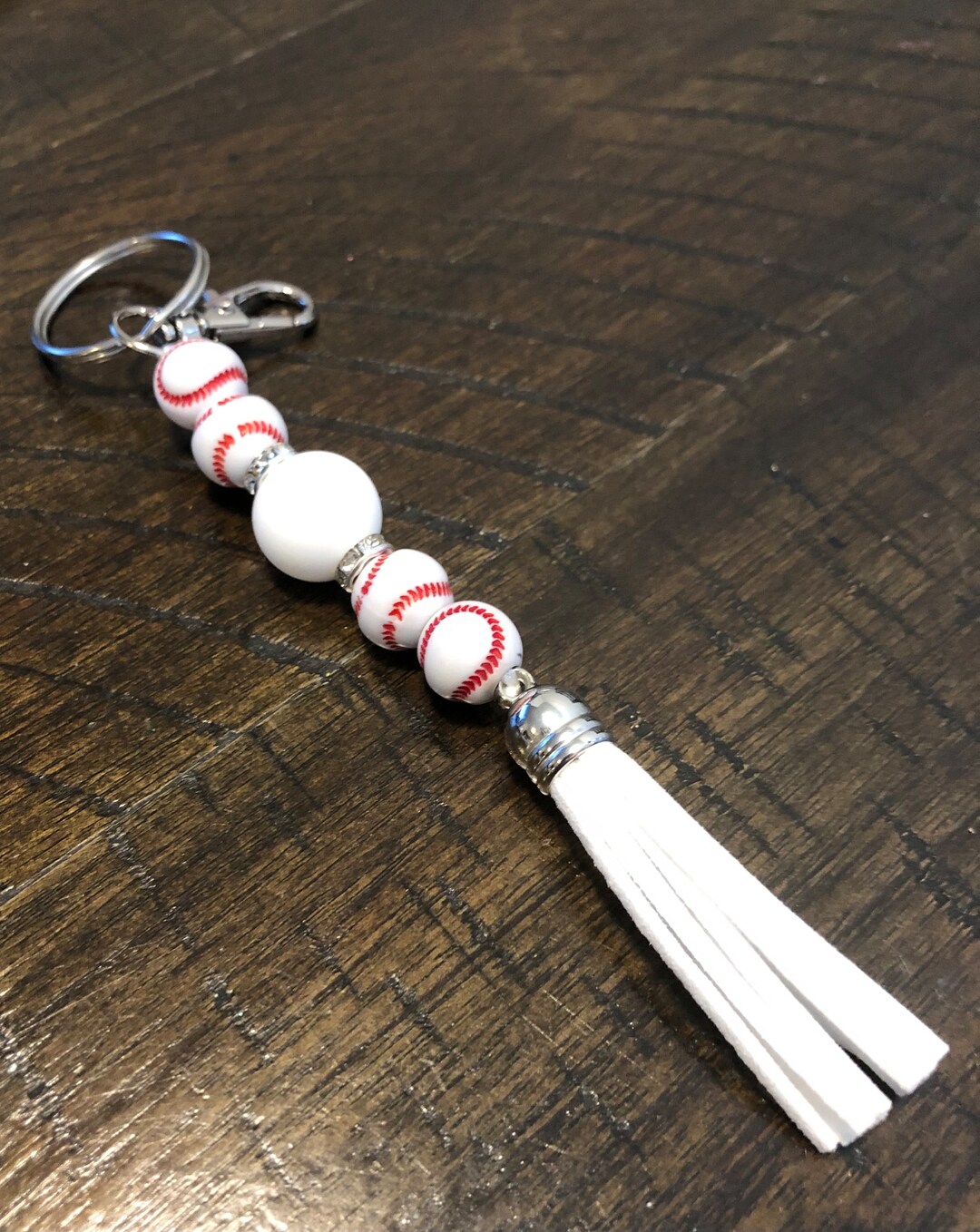 Baseball Bead Wristlet Keychain - Stylish & Practical! - Etsy