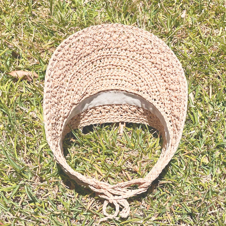 Crochet Raffia Visor Pattern, Floral Sunhat With Ponytail Openin (PDF ...