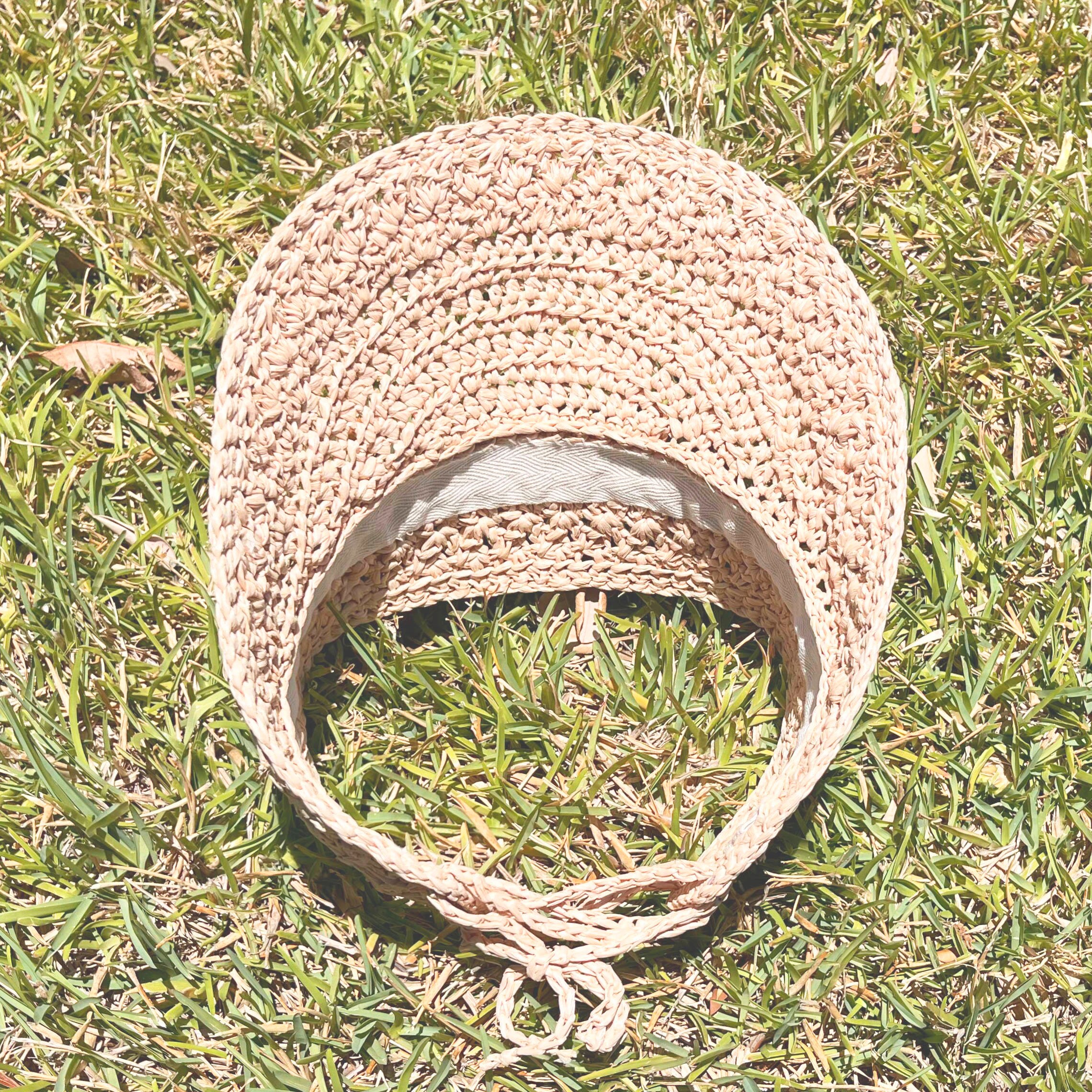 Crochet Pattern Floral Summer Sun Visor, Raffia Shield With Ponytail ...