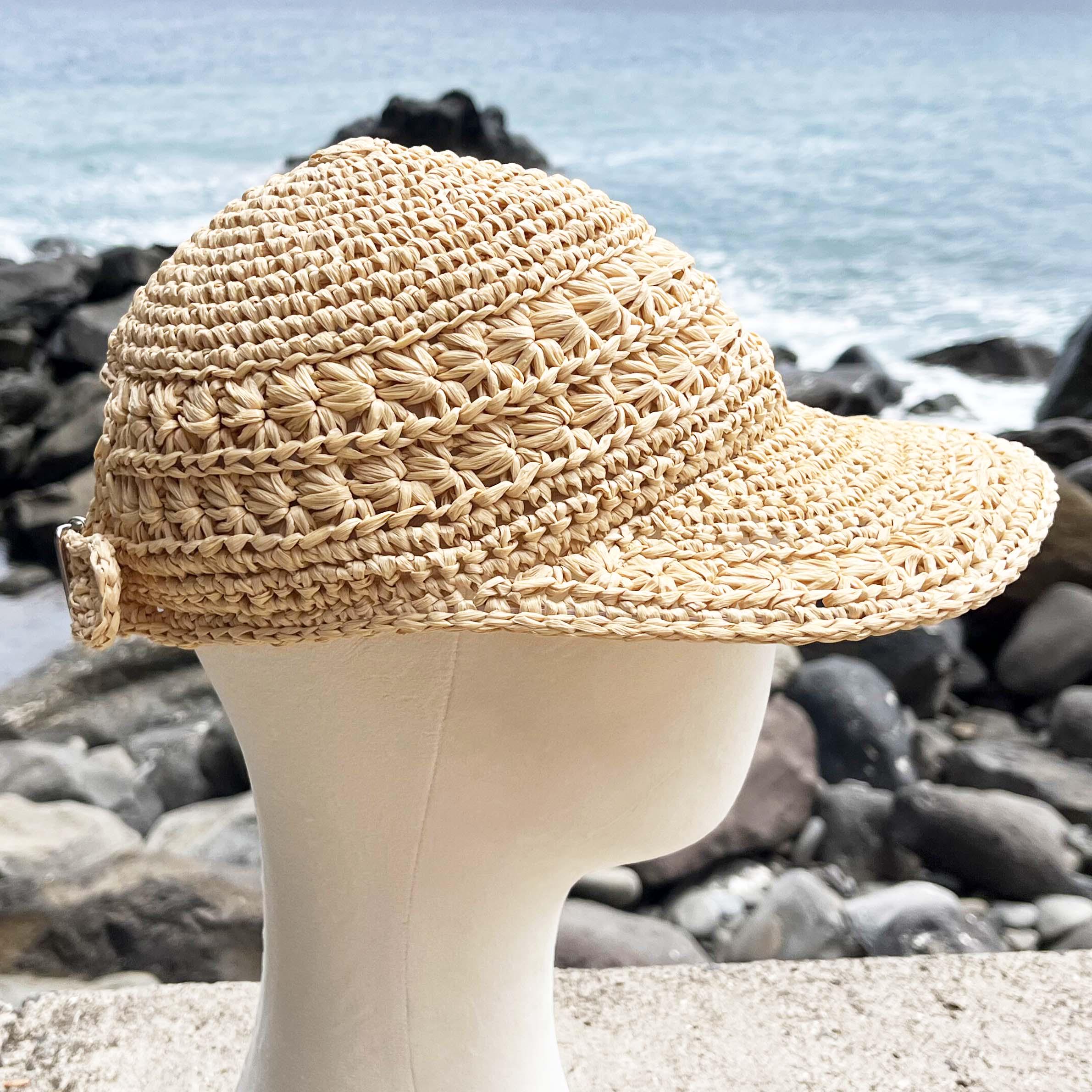 Crochet Baseball Cap Pattern PDF | Raffia Ponytail Sun Visor Hat | Star ...