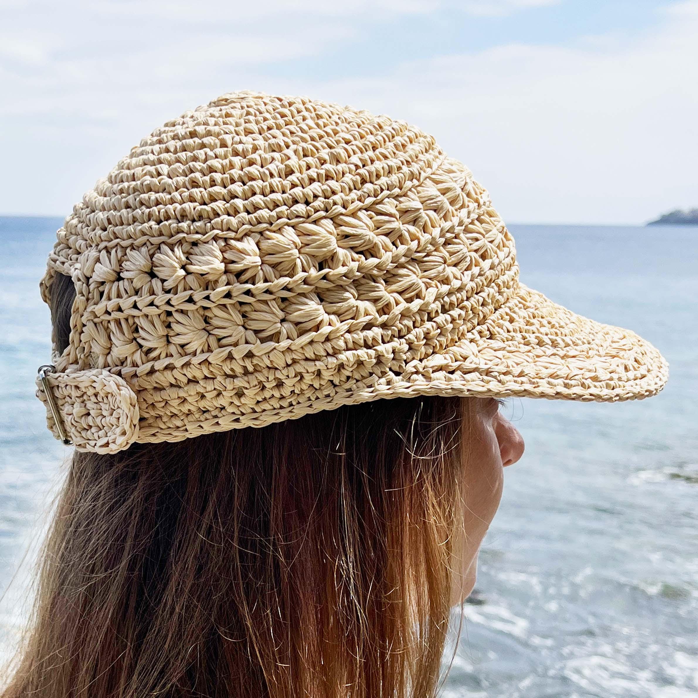 Crochet Baseball Cap Pattern PDF | Raffia Ponytail Sun Visor Hat | Star ...